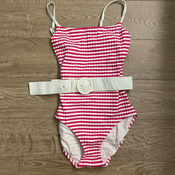 SOLID & STRIPED | Swim | Solid And Striped Belted Ribbed One Piece Size ...
